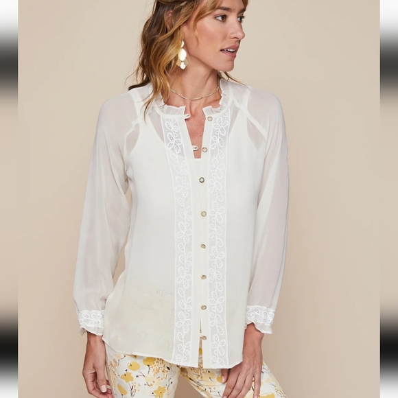 Spartina 449 | Tops | Spartina 449 L Nwt Ivy 0 Silk Blouse Pearl White ...